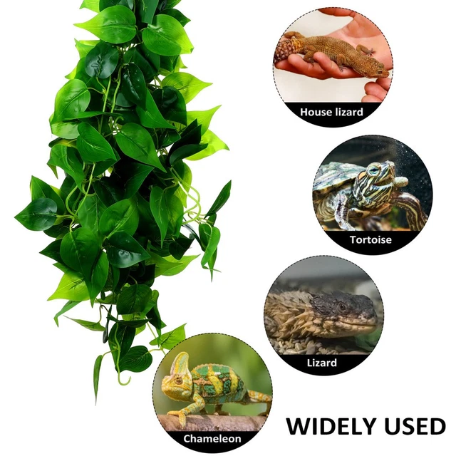 2 PCS REPTILE Enclosure Accessories Bearded Dragon Tank Plants Lizard ...