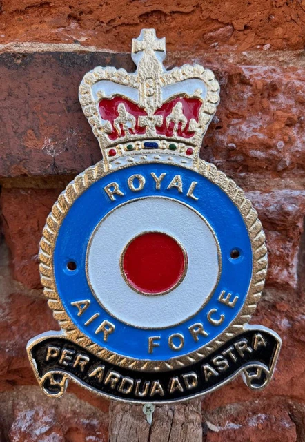 ROYAL AIR FORCE RAF - Painted Solid Cast Iron Wall Sign - Indoor or ...