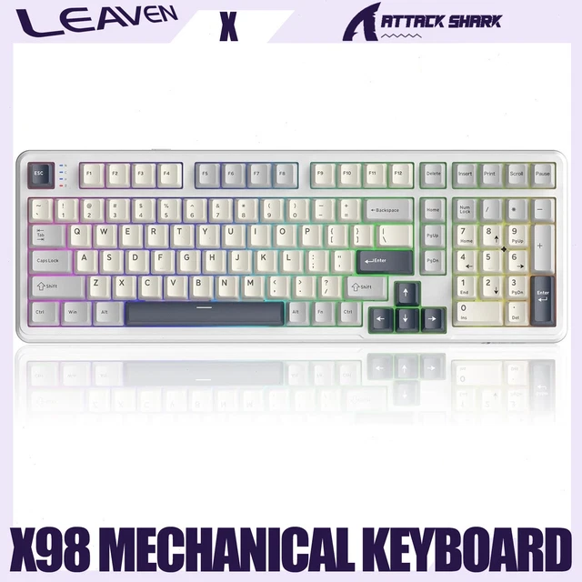 ATTACK SHARK X98 Full-size Wireless Mechanical Keyboard, 102Keys Tri ...