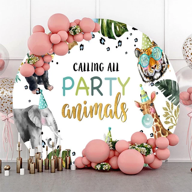 CALLING ALL ANIMALS Monstera Birthday Round Backdrop $36.09 - PicClick AU