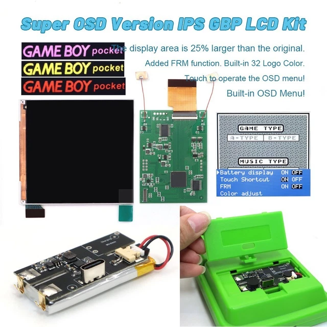 LOGO DISCOLORATION OSD Menu IPS LCD Screen Kit+Pre-cut Shell&Battery ...
