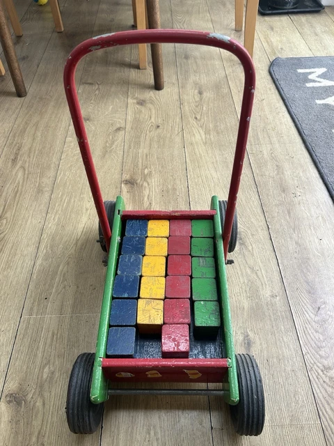 ORIGINAL VINTAGE RETRO 1960s Tri-ang Push Along Wooden Walker/Trolley £ ...