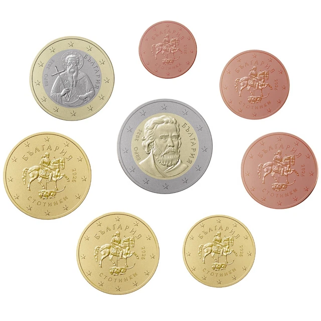 BULGARIA 2026 EURO set from 1 cent up to 2 euro (total 8 coins) UNC £13 ...