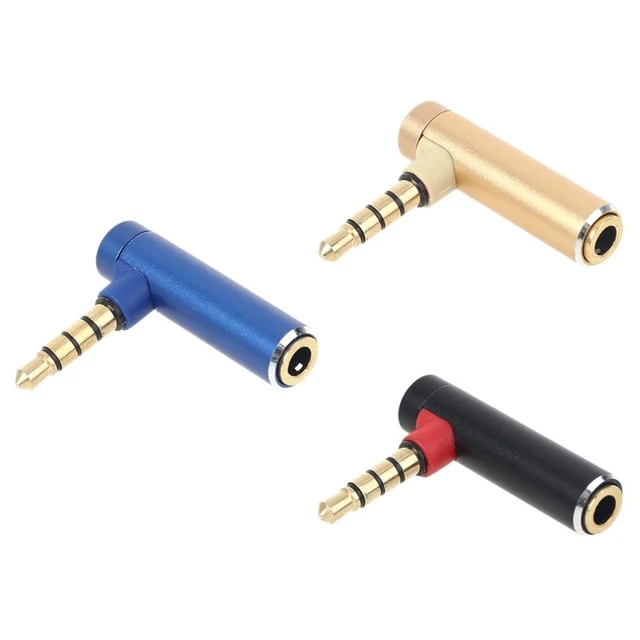 ANGLE ADAPTER 3.5MM Male to Female 90 Degree Gold-Plated Stereo Jack ...