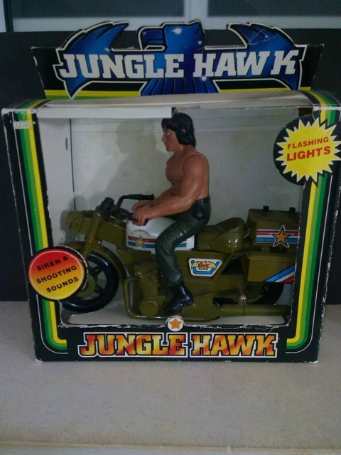 JUNGLE HAWK RAMBO Bump 'N Go Motorized Army Motorcycle KO Bootleg ...