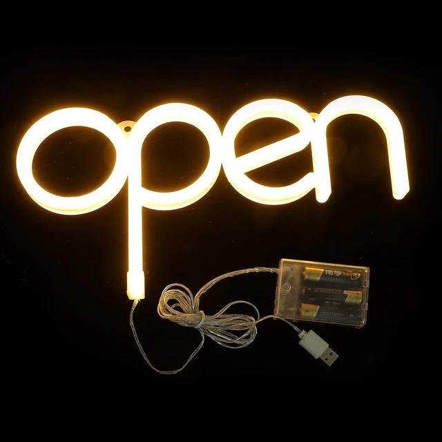 LED NEON OPEN Sign 13.8X7 Inch Usb Battery Ambient Light for Bar Shop ...