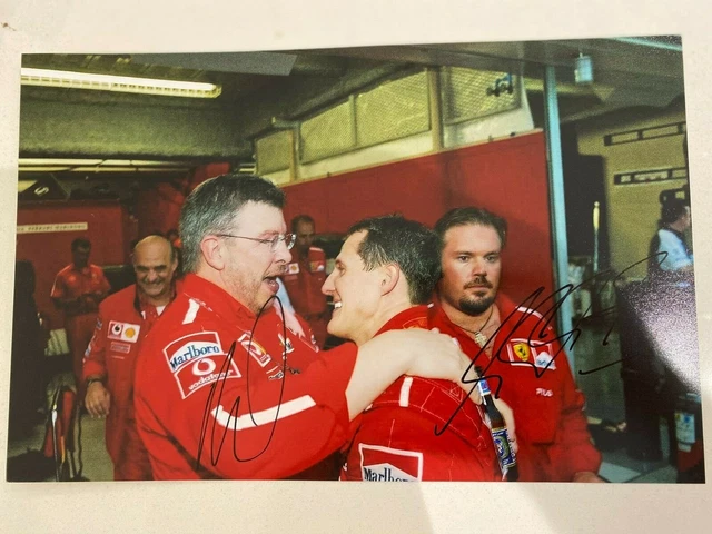 MICHAEL SCHUMACHER + Ross Brawn signed Ferrari F1 A4 photo *Rare* £175. ...