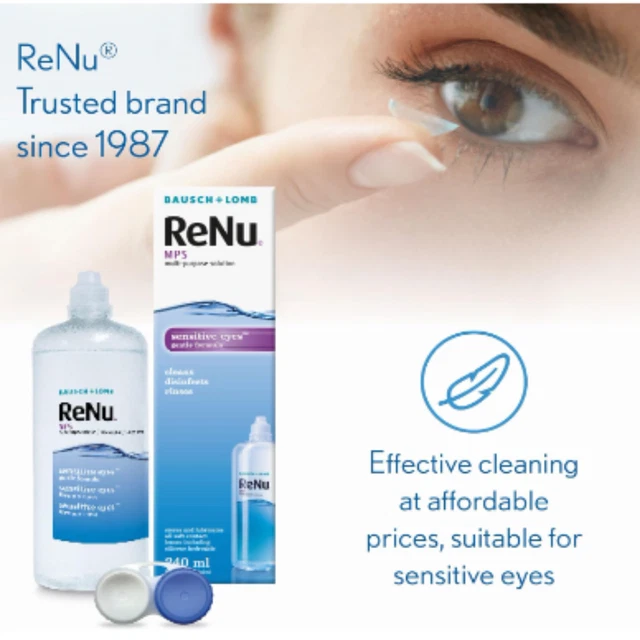 4 X 240ML ReNu Multi-purpose Contact Eye Lens Solution Cleaner Bausch ...