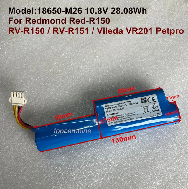 NEW ORIGINAL Battery For Redmond Red-R150,RV-R150, RV-R151,Vileda VR201 ...