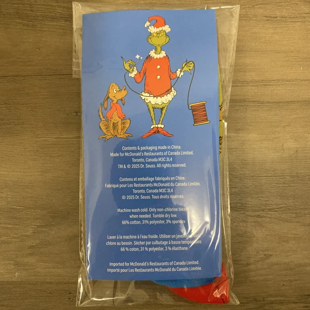 MCDONALD'S GRINCH SOCKS 2025 Christmas Adult Happy Meal Multicoloured ...