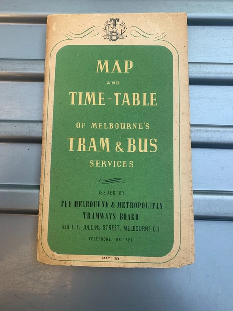 1956 TRAM & Bus Map & Time-Table, Melbourne $19.95 - PicClick AU
