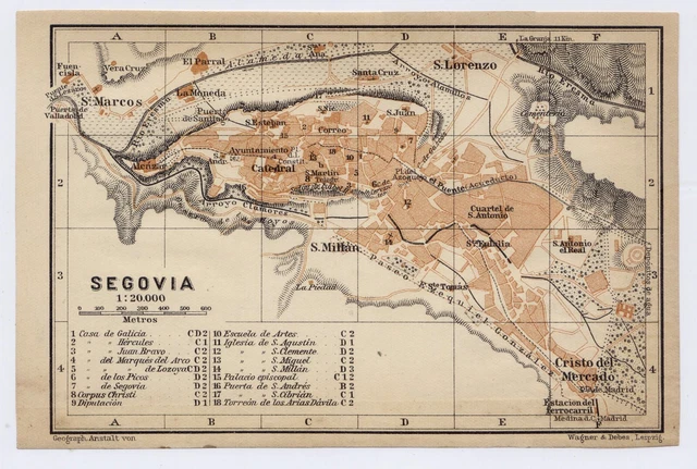 1913 ORIGINAL ANTIQUE City Map Of Segovia / Castile And Leon / Spain £ ...