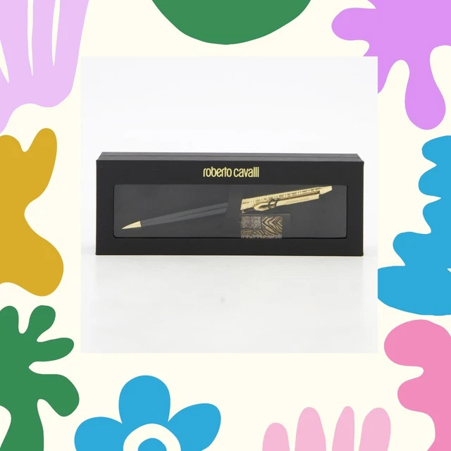 ROBERTO CAVALLI GOLD Tone & Black Ballpoint Pen £100.00 - PicClick UK