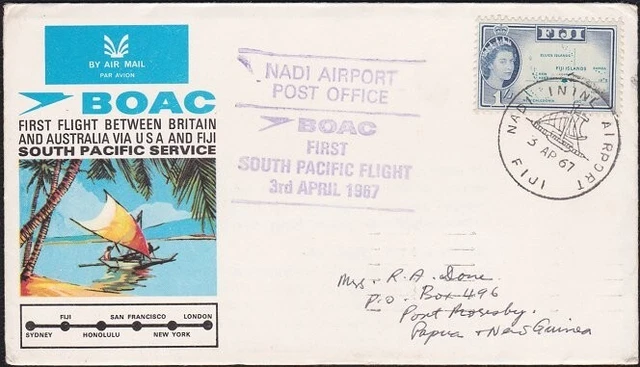 FIJI 1967 BOAC first flight cover Nadi to Sydney ...