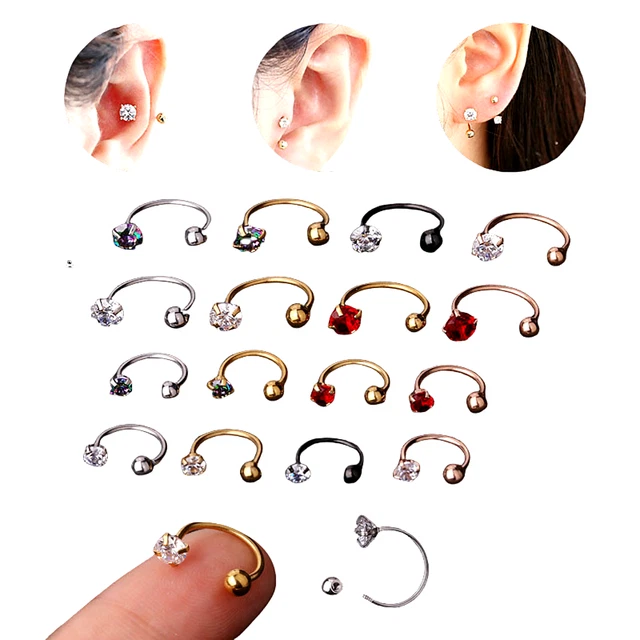 NOSE STUD SCREW Ear Bone Earring Belly Button Rings Body Jewelry Navel ...