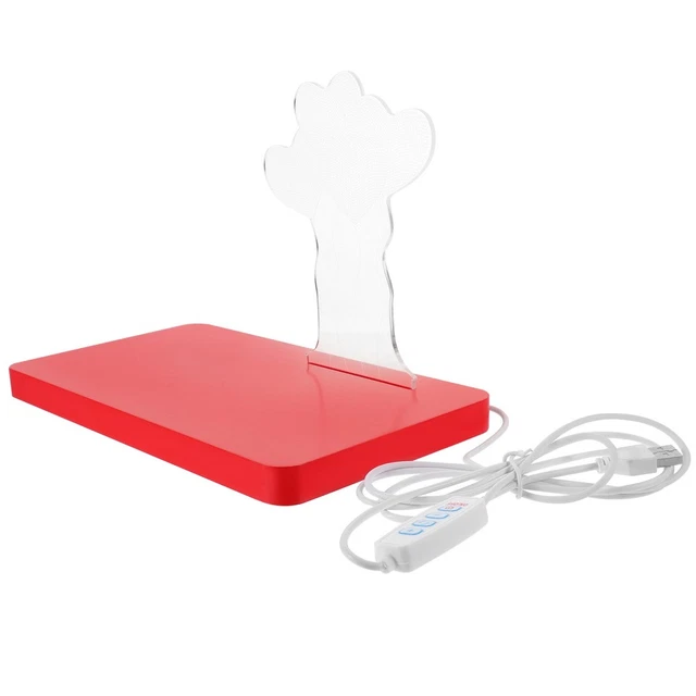 WOODEN BASE NIGHT Lamp Tabletop Acrylic Heart Balloon Shaped Night ...