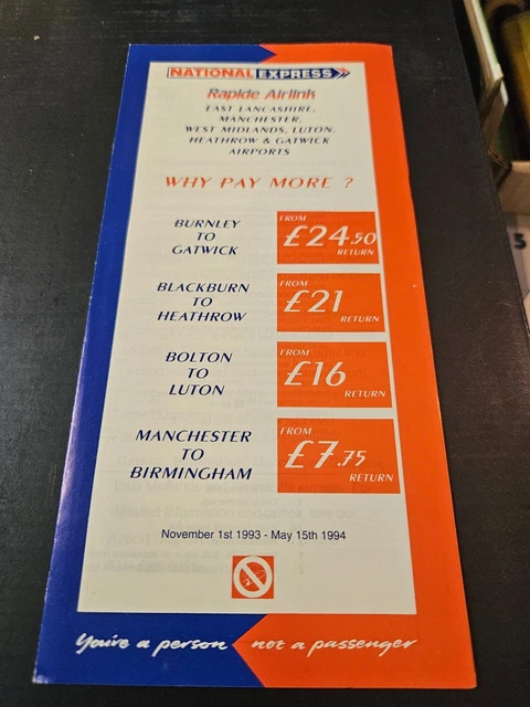 LONDON BUS TRANSPORT Timetable Leaflet National Express HO5.60 £3.00 ...