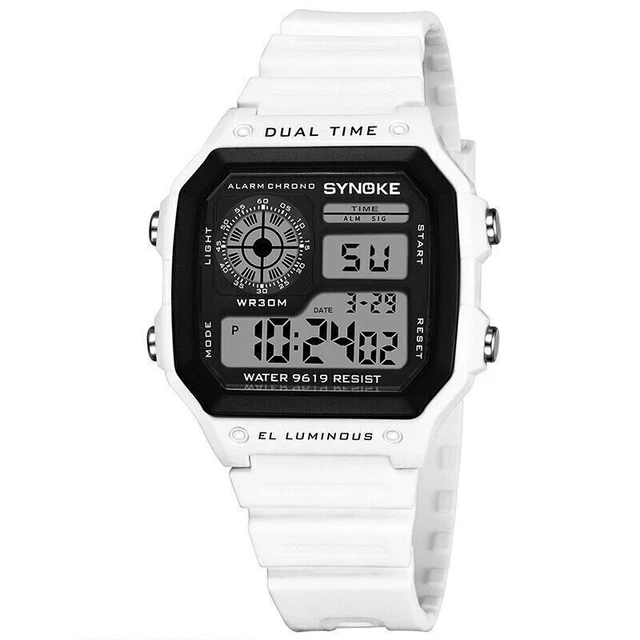 SYNOKE DIGITAL WATCH Luminous Waterproof Sports Men's Square Face ...