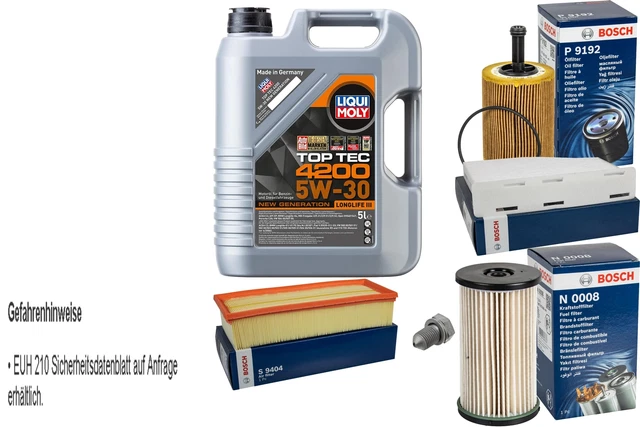 BOSCH INSPECTION SET 5 L Huile Liqui Moly Top Tec 4200 5W-30 pour VW Touran EUR 138,52 - PicClick FR