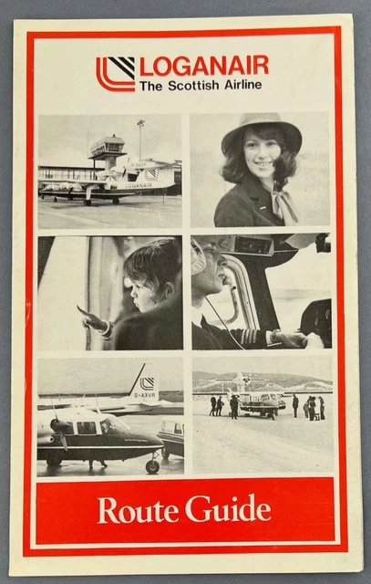 LOGANAIR ROUTE GUIDE Airline Route Map Brochure Scotland Islander Twin ...