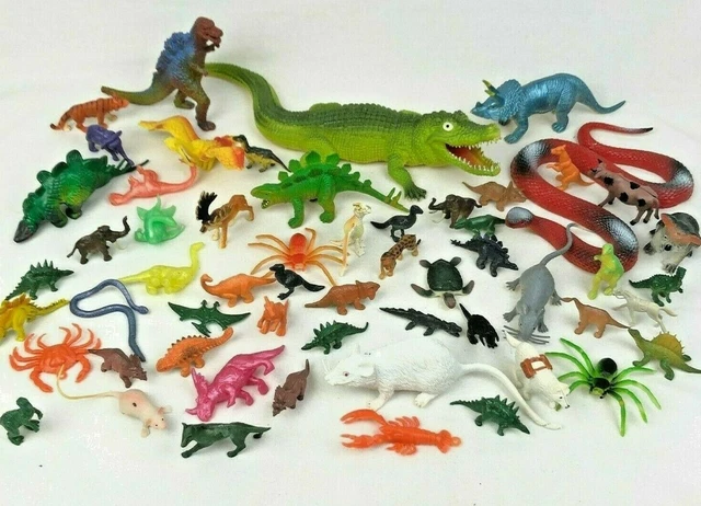 HUGE VINTAGE PLASTIC 90's Rubber Animals/ Dinosaur Toys (57 Pieces) EUR ...