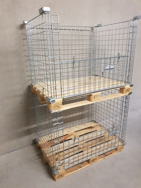 GITTERBOX STAPELBOX PALETTENAUFSATZ Transportbox Metallbox Faltkorb ...