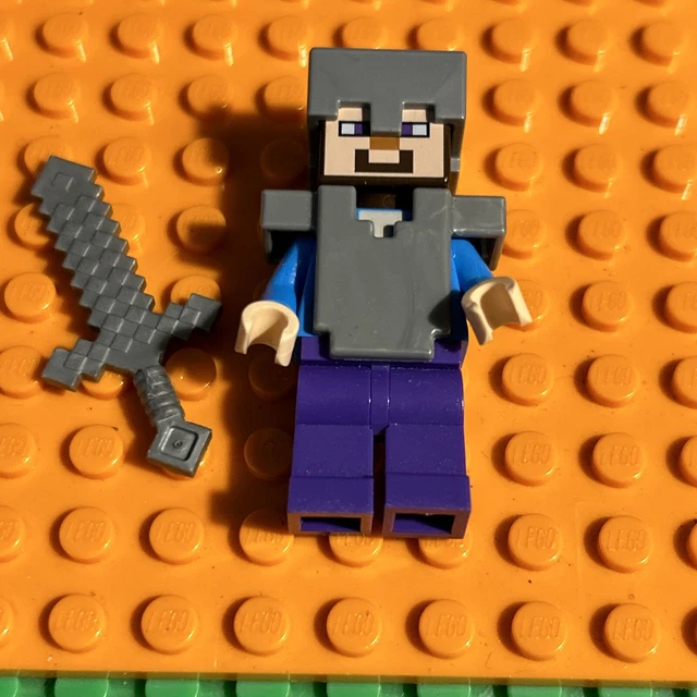 LEGO MINECRAFT STEVE Flat Silver Helmet Armor Minifigure Set 21137 ...