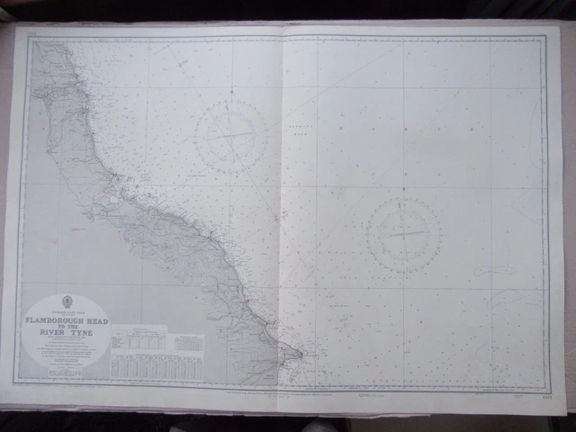 1969 FLAMBOROUGH HEAD to RIVER TYNE Admiralty Map Sea Chart 28" x 41 ...