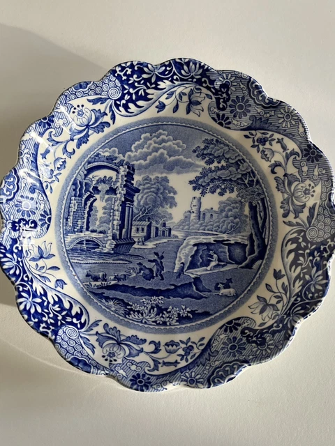 SPODE BLUE AND White Italian fluted wavy edge low bowl Nut Dish Gift ...