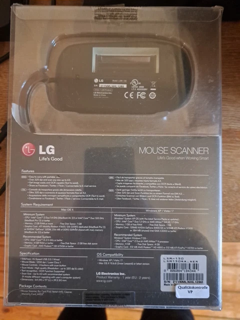 LG LSM-150 LASER Scanner Maus mit Texterkennung für PC & MAC Rot #T2541 ...