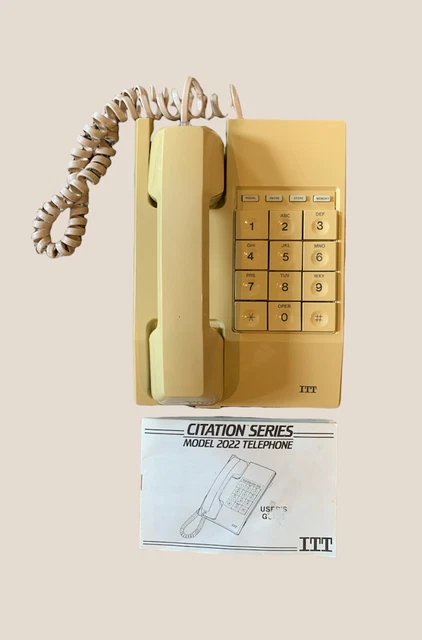 VINTAGE ITT MODEL 2022 Citation Series Wall Desk Phone Telephone Almond ...