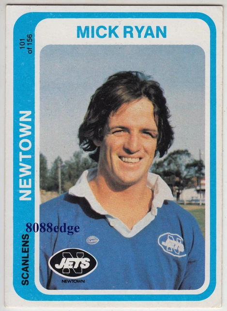 1979 SCANLENS NEWTOWN Jets: Mick Ryan #101 Bulldogs/Roosters/Nswrfl ...