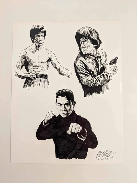 BRUCE LEE JACKIE Chan Jet Li Original Art 8.5 Inch By 11 Inch by Kung ...