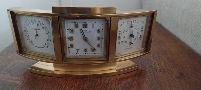 VINTAGE ANGELUS 8-DAY Swiss Weather Station Clock With Barometer And ...