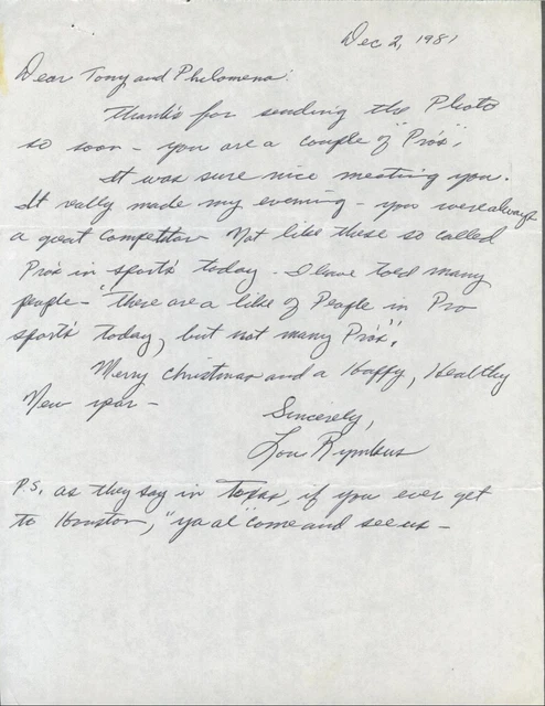 LETTRE DE FOOTBALL manuscrite et signée de Lou Rymkus de 1981 EUR 71,06 ...