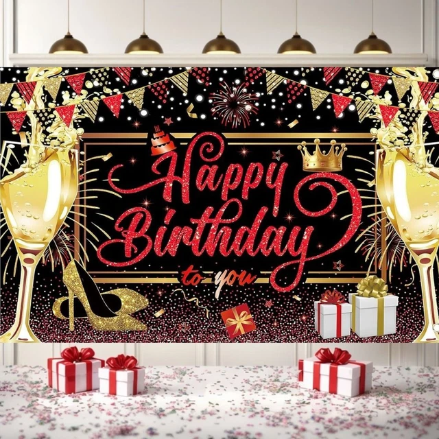70.87X43.31IN HAPPY BIRTHDAY Banner Large Red Birthday Sign Women EUR ...