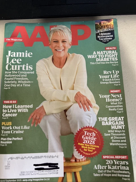 AARP MAGAZINE, AUG/SEPT. 2025 Jamie Lee Curtis, Back cover - Tech Made ...