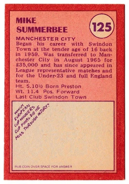 A&BC - 'FOOTBALLERS (1974/75)' #125 - Mike Summerbee (Manchester City ...