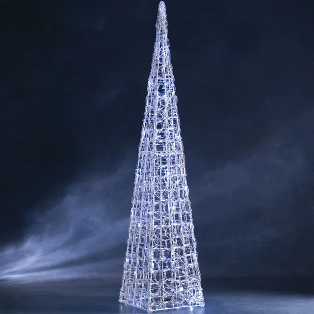 ACRYLIC LED PYRAMID Christmas Tree White LED Lights Indoor Xmas ...