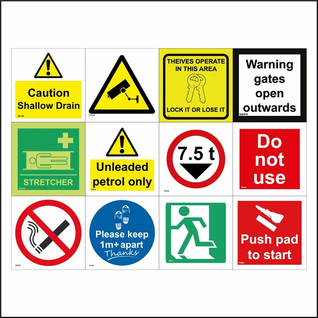 SECURITY FIRE SIGNS Thieves Distance Fuel Gates Switch Medical Fire ...