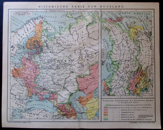 ANTIQUE MAP. HISTORIC MAP. HISTORY OF RUSSIAN EMPIRE. 1907 £5.00 ...