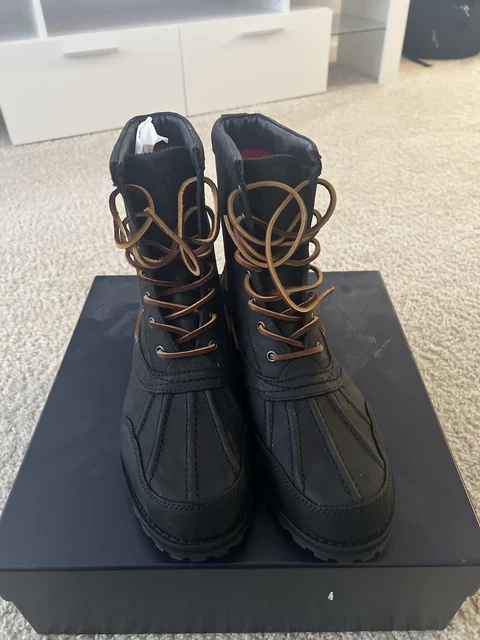 POLO RALPH LAUREN Whitsand Black Men's Duck Boots Genuine Leather Size ...