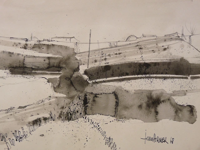 JEAN PORCHER (1927) Landscape Port IN Brittany? 1968 st. James Sleeve ...