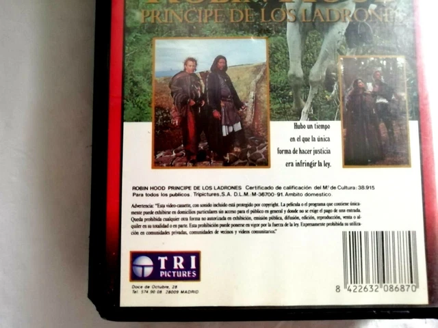 ROBIN HOOD PRINCE Of Thieves VHS Kevin Costner Tri Pictures 1991 £27.76 ...