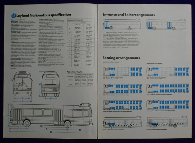 BRITISH LEYLAND NATIONAL Bus Single Deck Chassis Specification Brochure ...