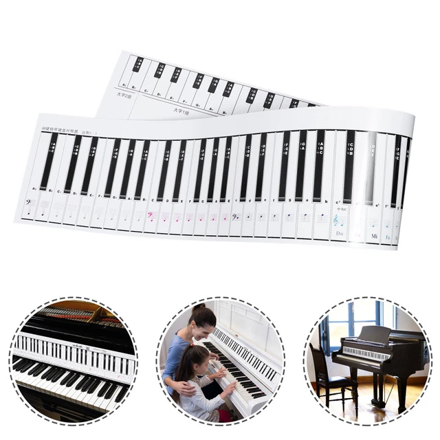 PIANO KEY PRACTICE Sheet Chords Chart Poster Keyboard 88 Keys Guide £8. ...