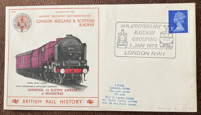 1973 50TH ANNIVERSARY of Railway Grouping, British Rail History Cover ...