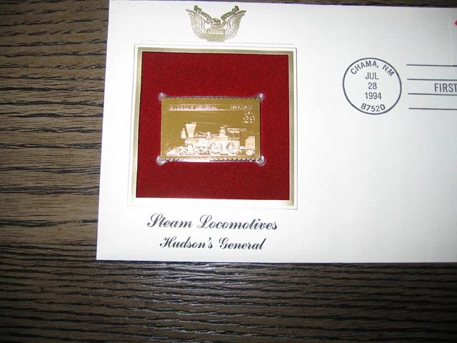 1994 STEAM LOCOMOTIVE Hudsons General Gold Golden Cover FDC Replica ...