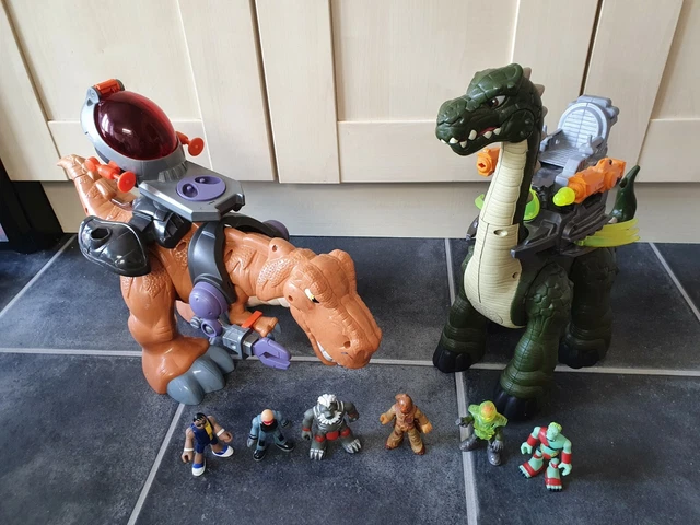 FISHER PRICE IMAGINEXT Dinosaurs Walking Apatosaurus & Roaring T-Rex ...