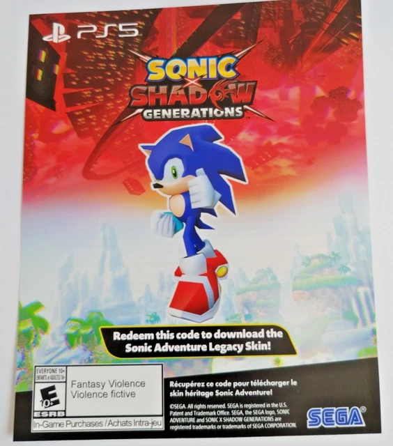 SONIC SHADOW GENERATIONS Sonic Legacy Skin DLC Add-on for Playstation 5 ...